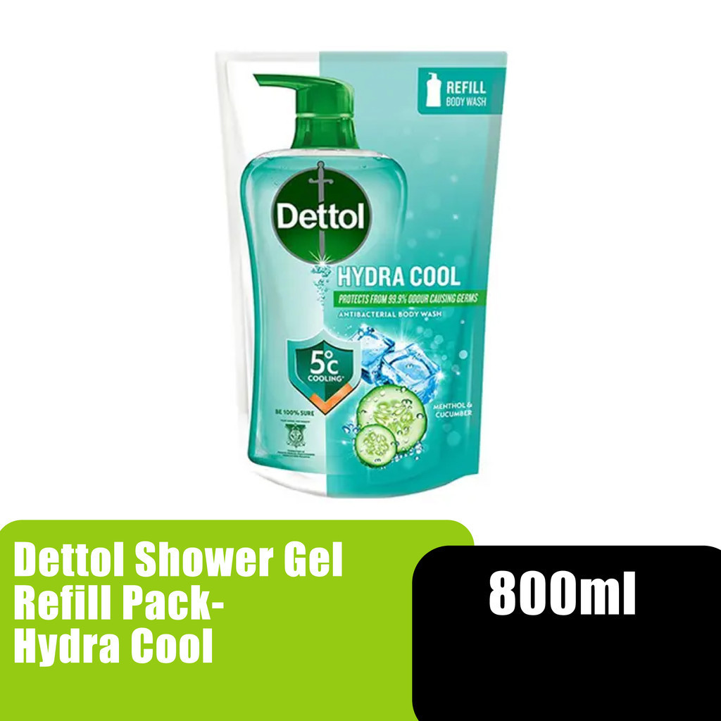 Dettol Shower Gel (Hydra Cool) Refill Pack Body Cleanser for Oily Skin ...
