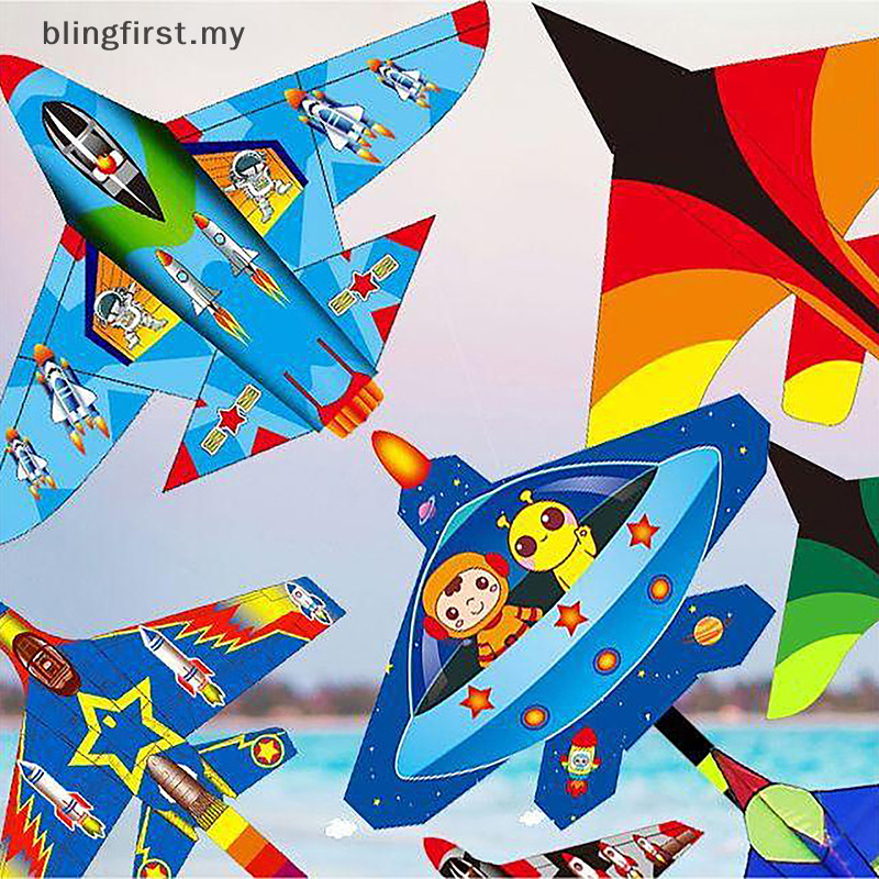 [blingfirst] Cartoon Children Kite Blue Red Fighter Rain Plane Kite For ...