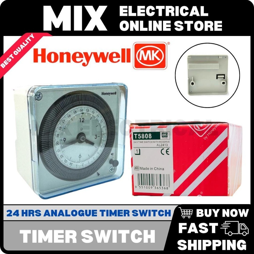 MK Honeywell 24 Hours Analogue Timer Switch + Reserve Analog Timer With ...