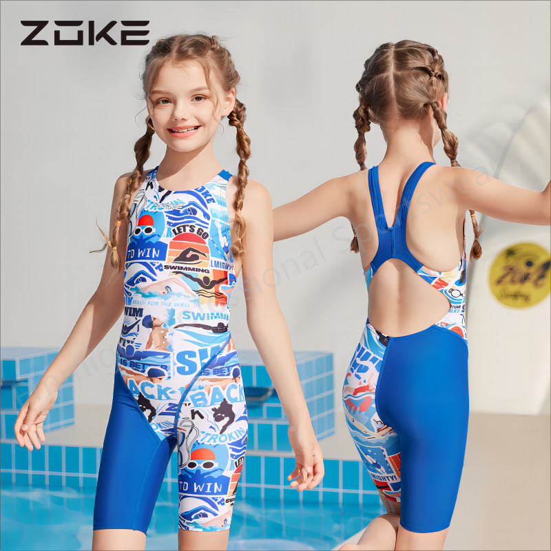 Zoke Children's Professional Training Swimsuit Teenage Girls Swimwear Quick-Drying Breathable ...