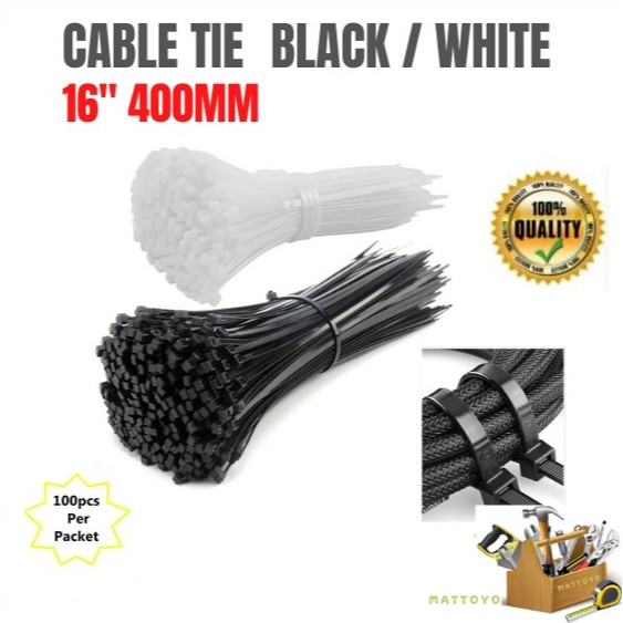 CABLE TIE NYLON WIRE 400MM LENGTH 16" (BLACK/WHITE) | Shopee Malaysia