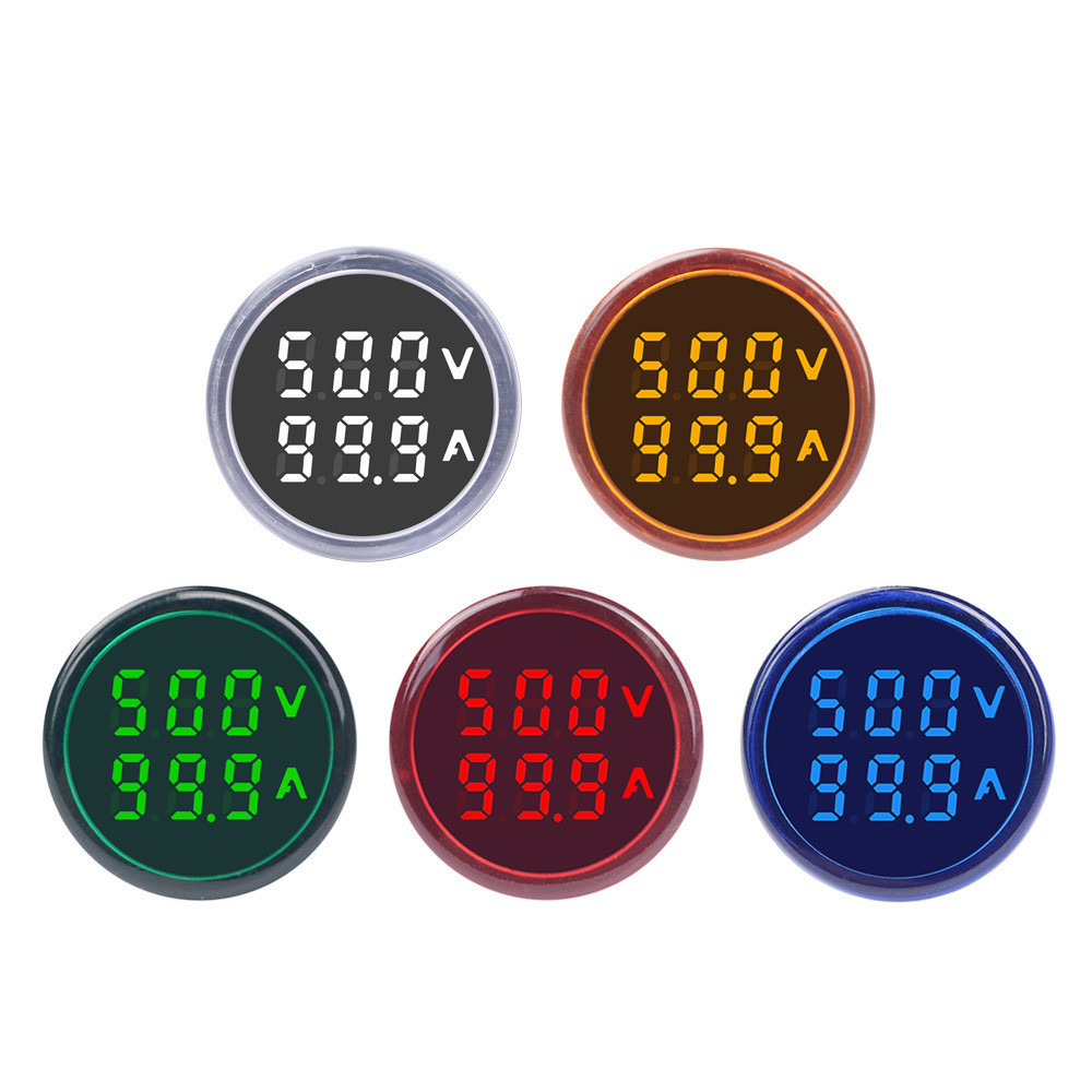 AC60-500V 0-100A Round LED Dual Display AC Amp Volt Ampermeter ...