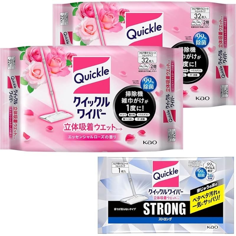 【from Japan】Quickle Wiper 3D Absorbent Wet Sheets Rose Scent 32 Sheets ...