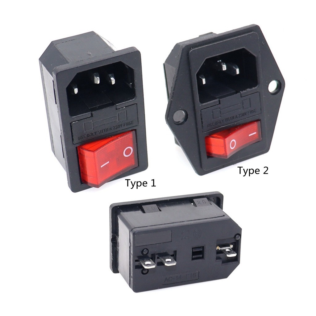 New Integral Red Light 10A250VAC Rocker Switch Power Rocker Fused IEC ...