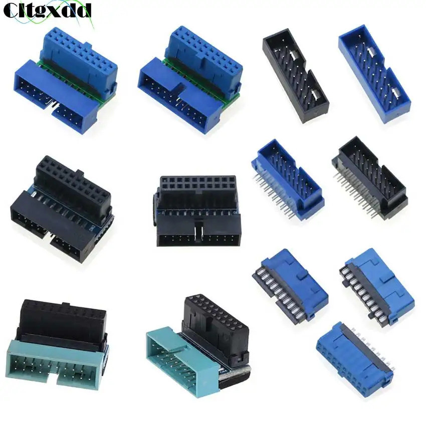 2/5/10pcs USB 3.0 Male Female Connector 20Pin 19Pin 90/180 Degree ...