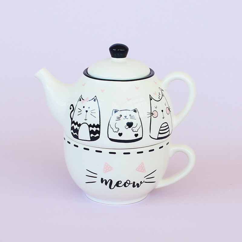 French Style Cute Cat Teaware Ceramic Tea for One Set/Teapot/Coffee Cup ...