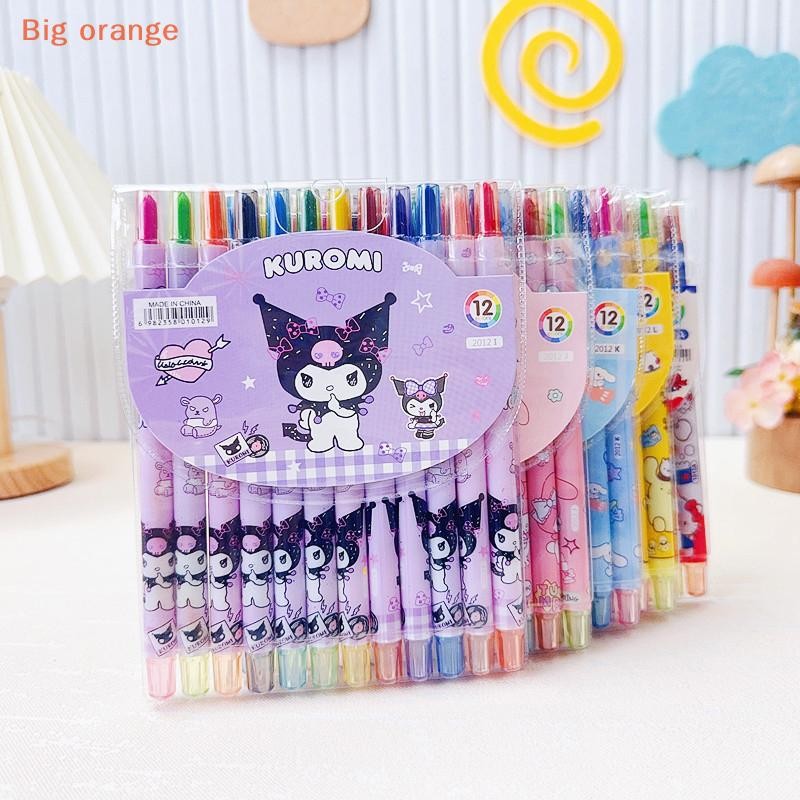 [Big orange] 12Pcs/set Children's Drawing Crayons Kawaii Sanrio Kuromi ...