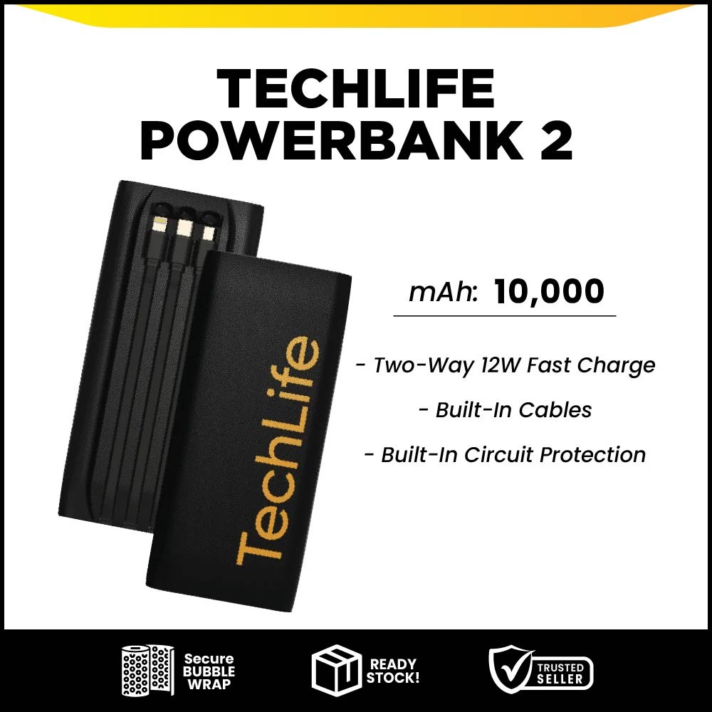 TechLife Powerbank 2 | Two-Way Fast Charging (10000mAh) | Shopee Malaysia