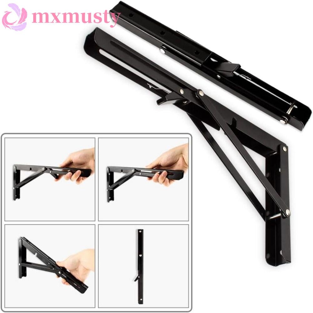 MXMUSTY 2 Pcs Folding Shelf Brackets, L Shape Stainless Steel Extension ...
