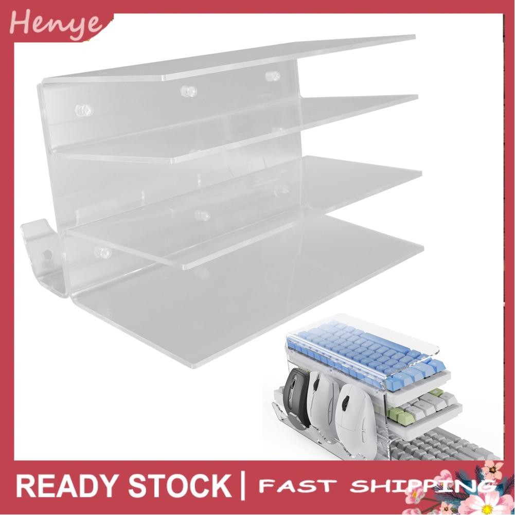Henye 3 Tier Acrylic Transparent Keyboard Mouse Storage Rack Gaming ...