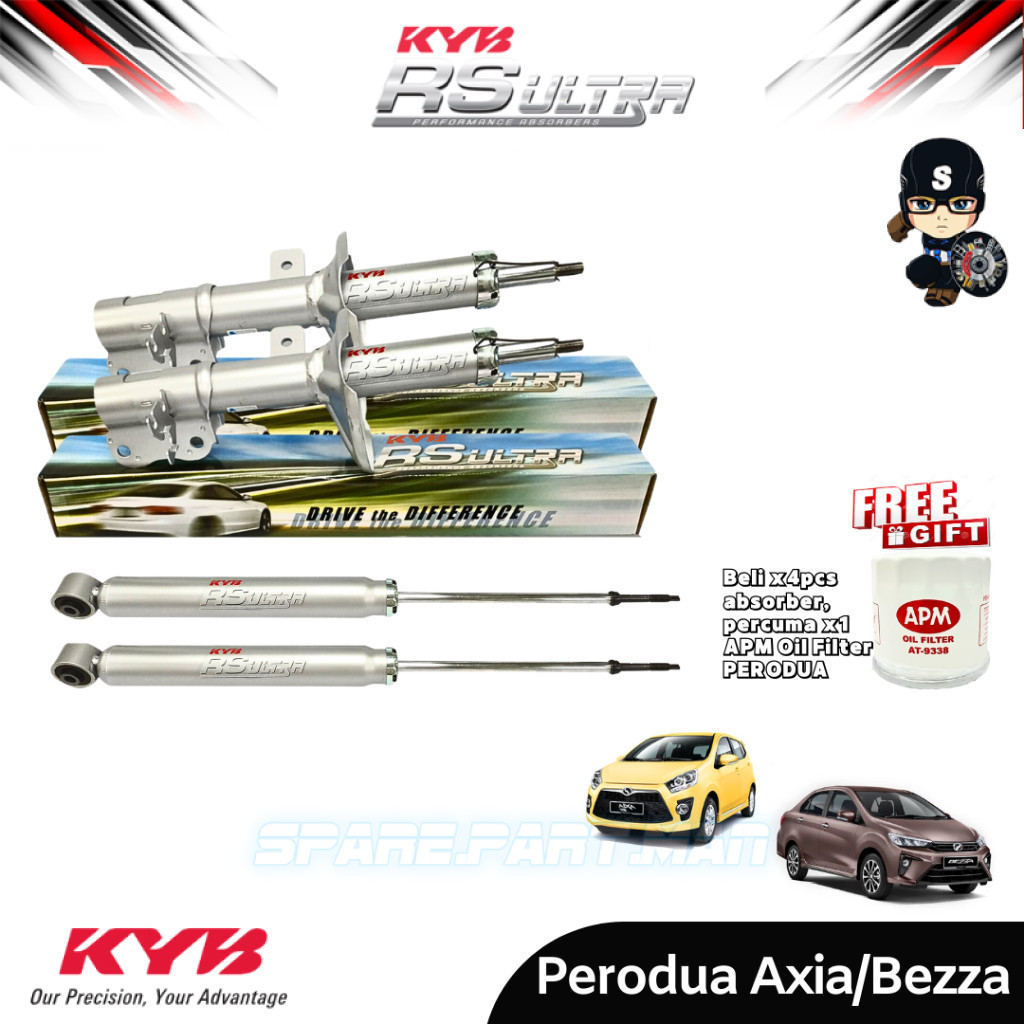 KYB RS ULTRA Perodua Axia, Bezza Heavy Duty Sport Gas Absorber Front ...