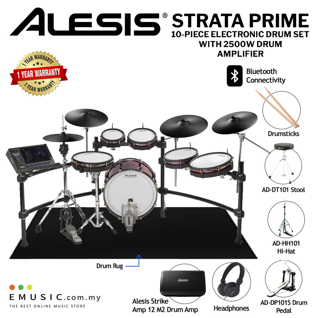 Alesis Strata Prime Ten-Piece electronic Drum Kit with Alpha Drumworks ...