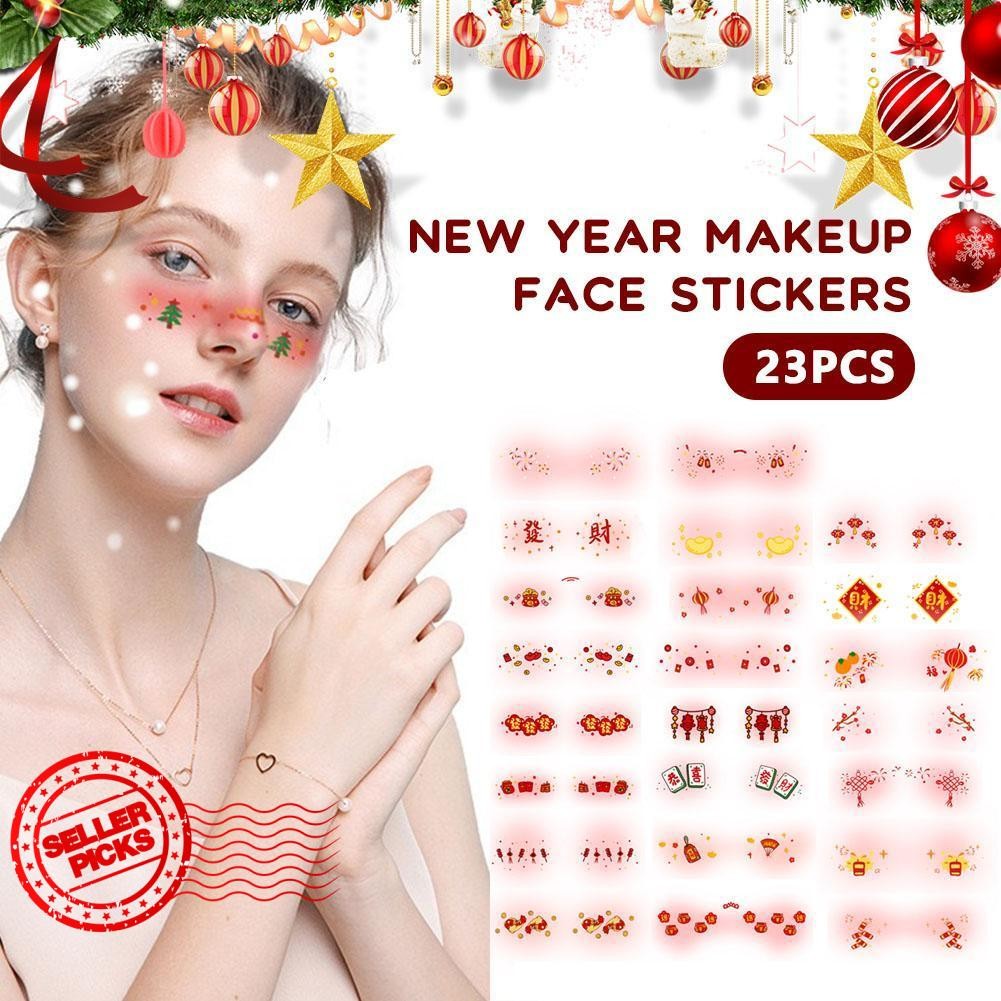 2025 New Year Makeup Face Stickers Cartoon Cute Tattoo Sticker Q8X4 ...