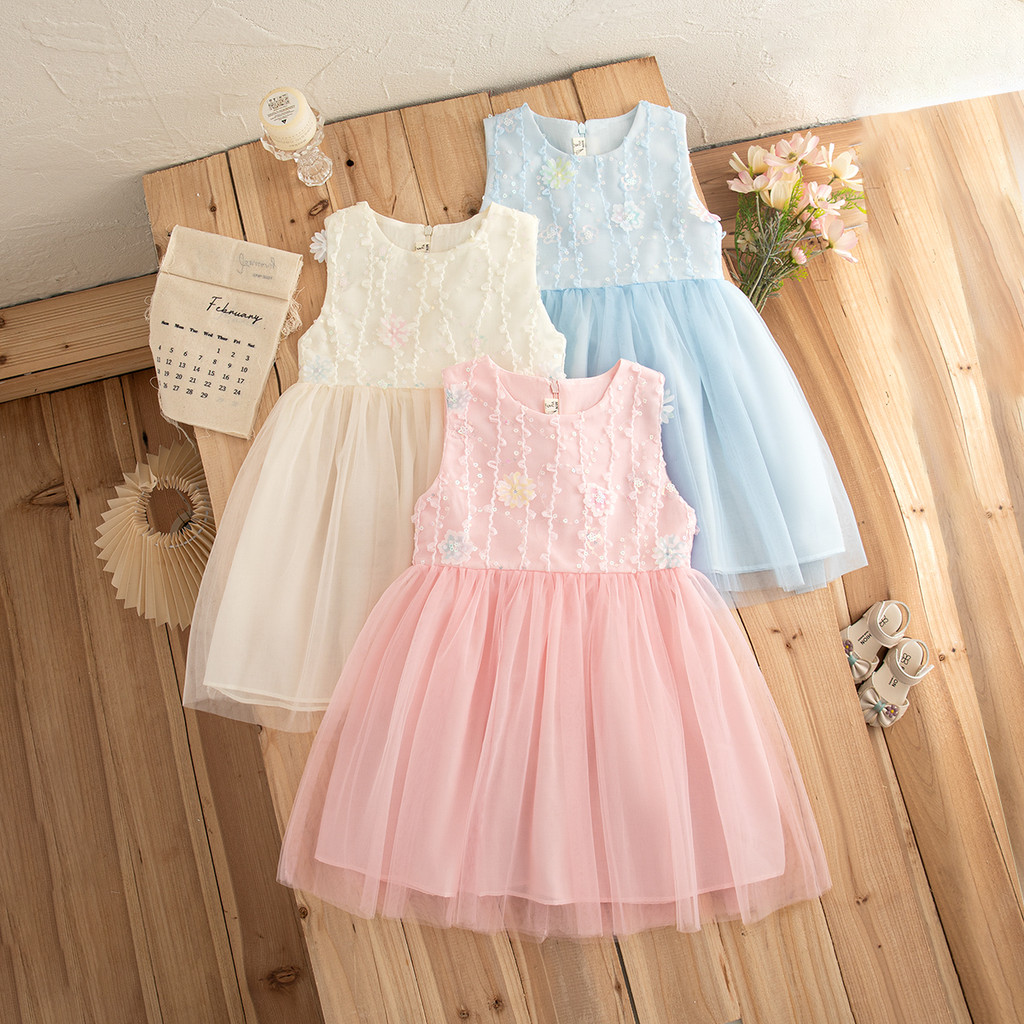 Sweet Flower Sequin Dress Gauze Tutu Dress for Kids Wedding Flower Girl ...