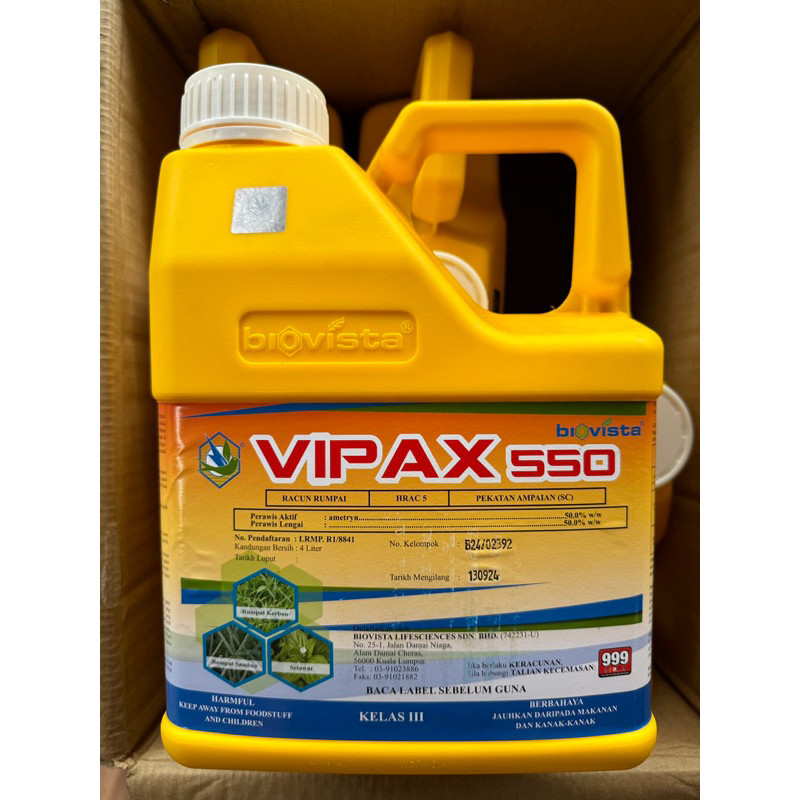 [ORIGINAL] 4L VIPAX 550 BIOVISTA (Ametryn 50%) Racun Susu/Sambau/Kerbau ...