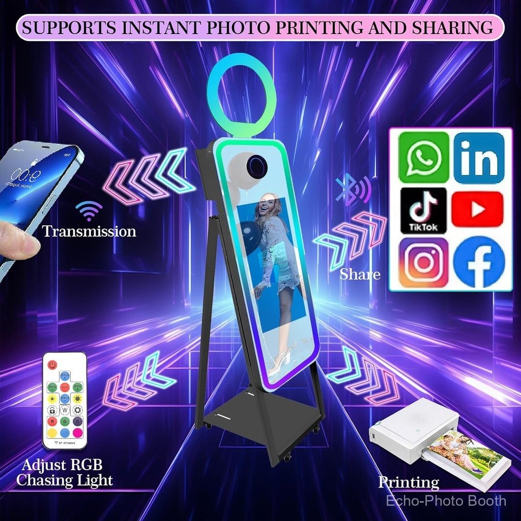 Mirror Photo Booth Selfie Led Frame Portable Touch Screen Magic Mirror ...