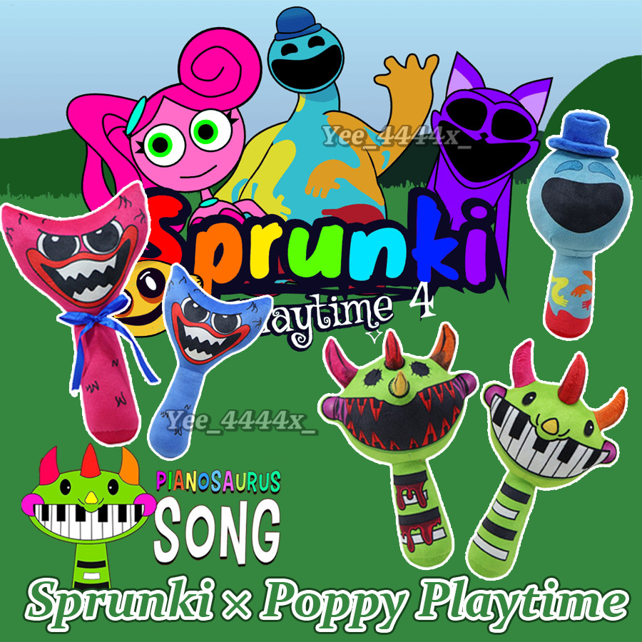 Sprunki × Poppy Playtime 4 Plushies Sprunki Pianosaurus/Doey Plush Doll ...