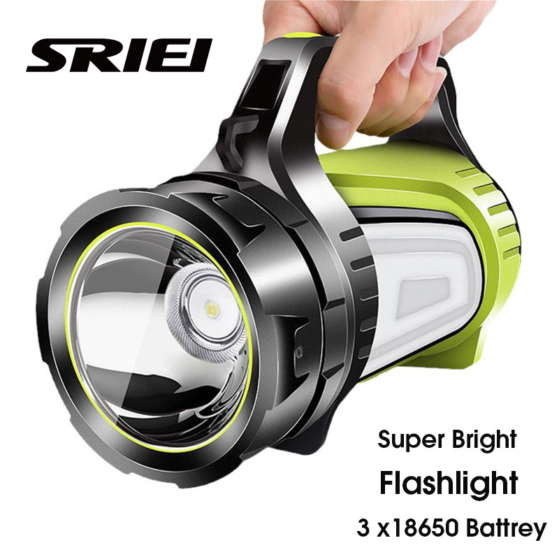 SRIEI Super Bright Flashlight Torch Light 500W 10000 Lumens Portable ...
