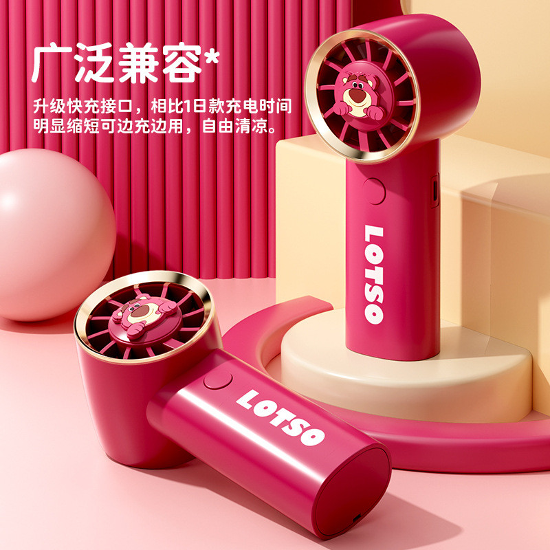 Kawaii Strawberry Bear Desktop Portable Fan USB Rechargeable Handheld ...