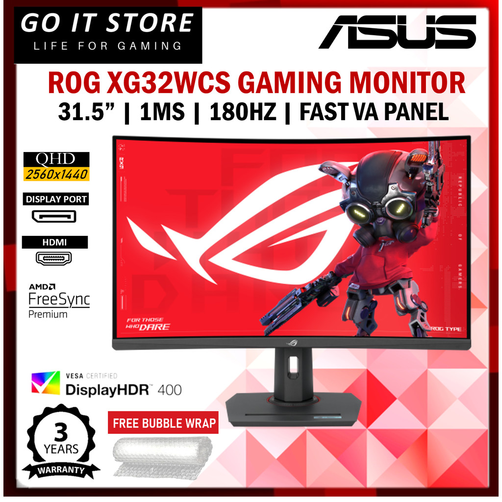 Asus ROG Strix XG32WCS 31.5" 2K QHD 180Hz 1ms Fast VA Gaming Monitor ...