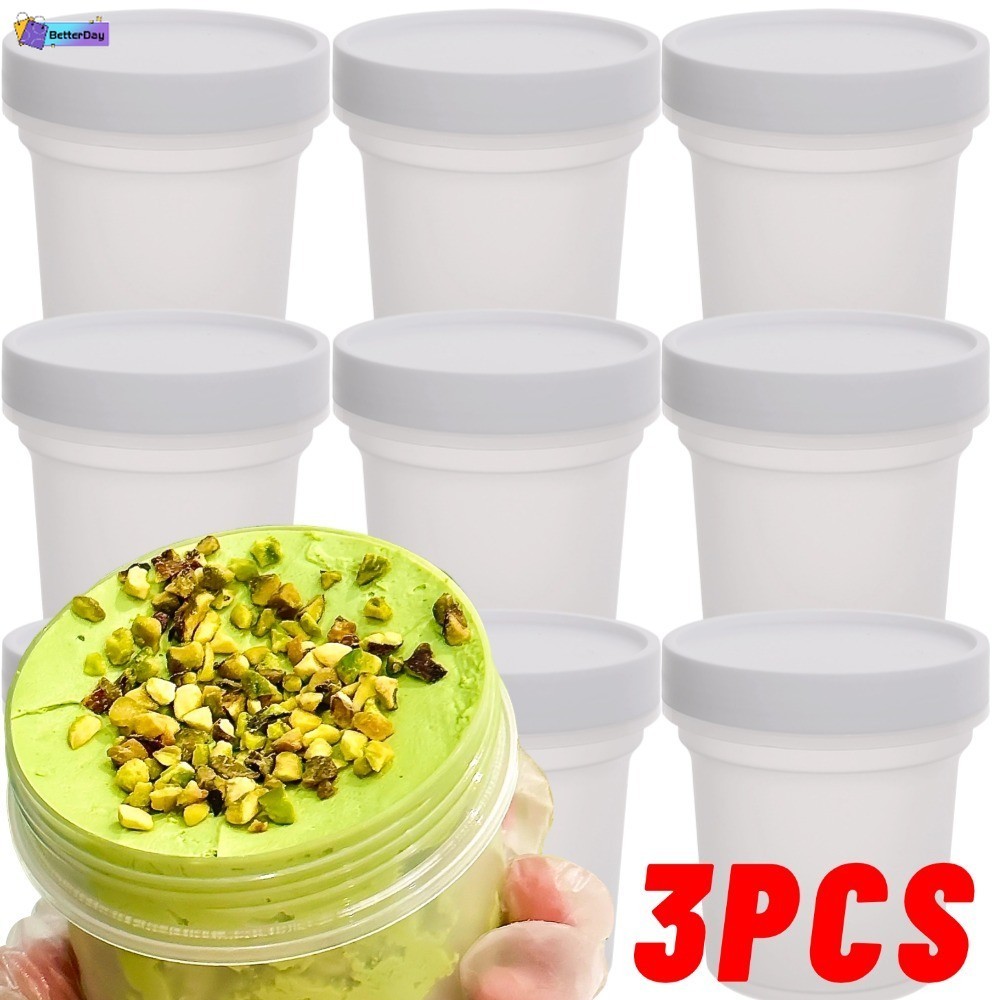 3Pcs High-quality PP Ice Cream Cups with Lid Transparent Yogurt Fruit ...