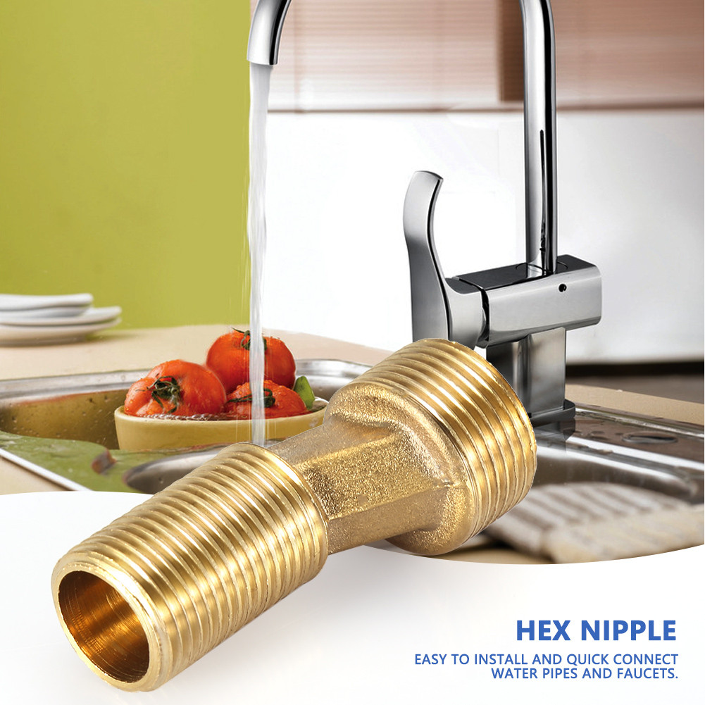 Hex Nipple 3/4” x 1/2” Npt Brass Pipe Fitting Water Tube Connecting ...