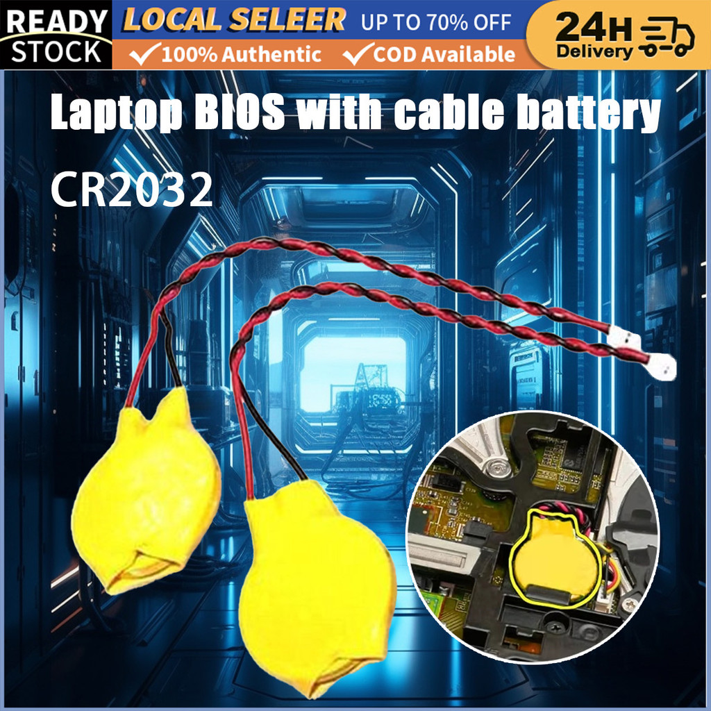 Two Pins Wire CR2032 Battery for Laptop BIOS/CMOS Motherboard Mainboard ...