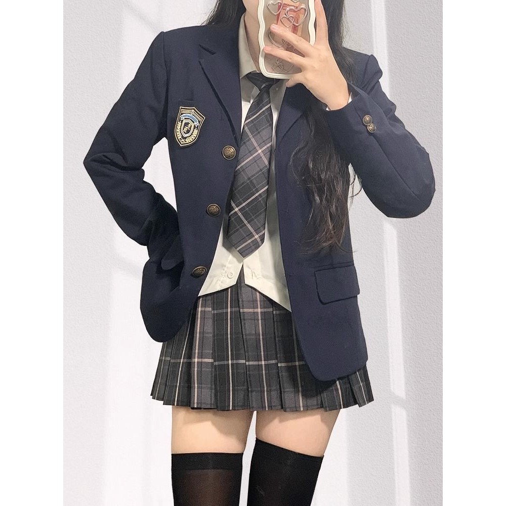 Jk Uniform Suit Formal Suit Jacket Female Preppy Cute Checked Skirt Full Suit Spring Autumn ...