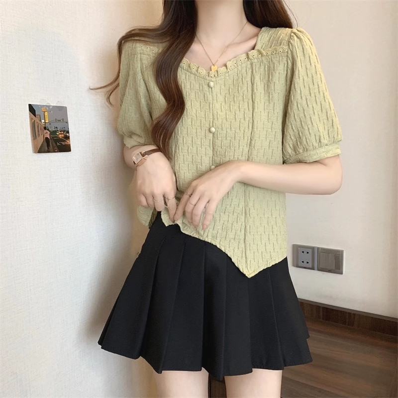 Large Size French Formal Shoulder Chic Shirt Women Summer Fat mm ...