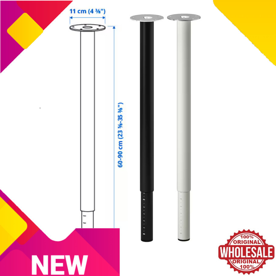 OLOV 60-90CM BLACK LEG TABLE LEG CABINET ADJUSTABLE WHITE BASE ...