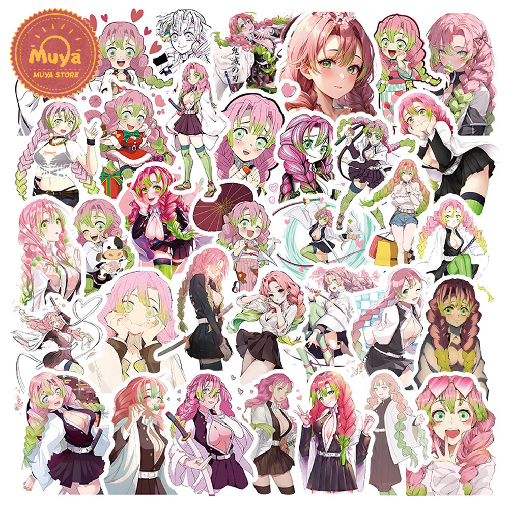 MUYA 50pcs Kanroji Mitsuri Stickers Waterproof Anime Demon Slayer Vinyl ...