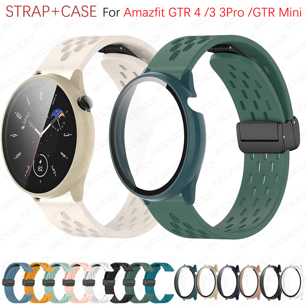 Magnetic clasp Strap with PC Glass Case For Amazfit GTR Mini/Amazfit ...