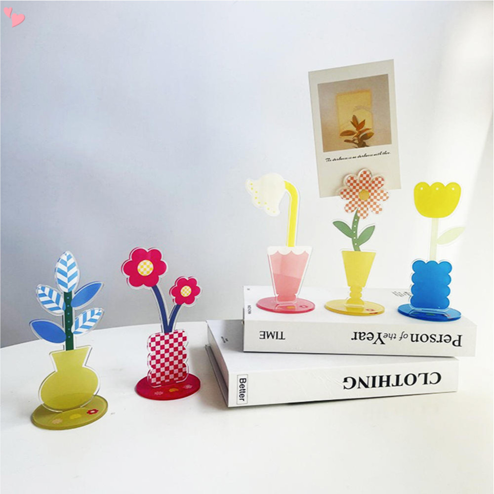 Acrylic Desk Meno Holder Stand, Cute Flower Table Photo Display Clip ...