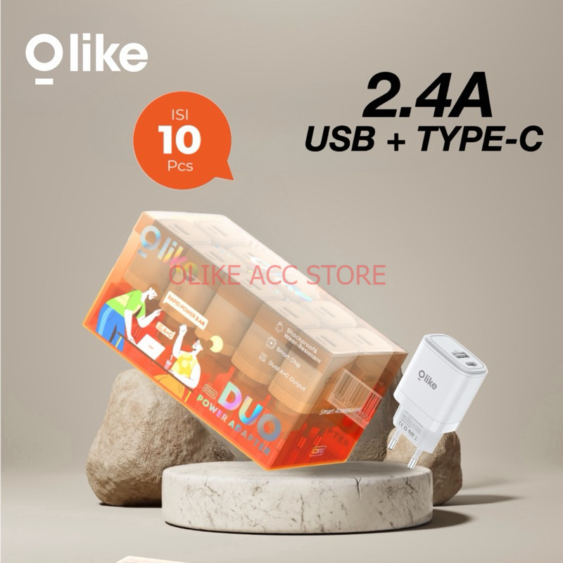 Olike C203 (Grain) Charger Head 2.4a A+C Adapter (USB+TYPE-C) - 1 Year ...