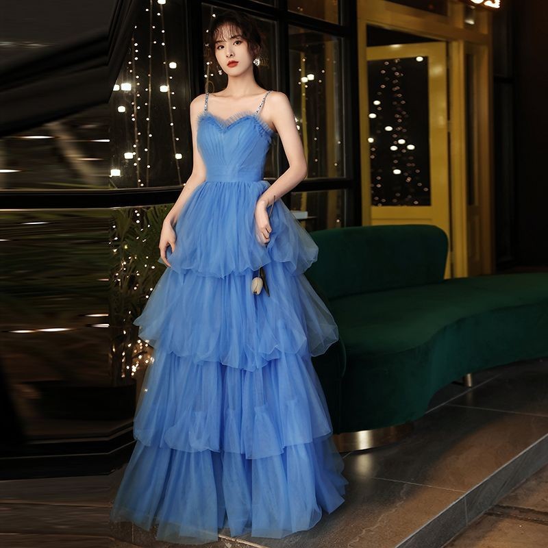 Hawlife Korean Blue Prom JS Ball Evening Civil Wedding Debut Graduation ...