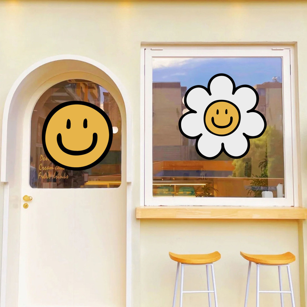 [Quick Shipment] Small Flower Smiley Face Sticker Window for Decorative ...