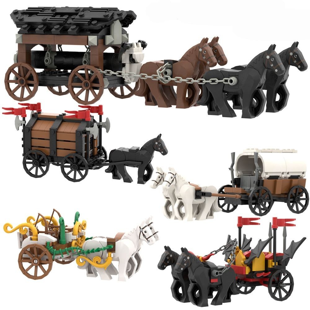 Domestic Small Particle MOC Building Block Carriage Medieval Chariot ...