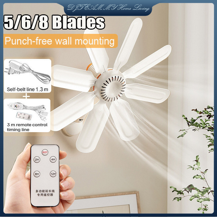5/6/8 Blades Wall-mounted Fan Home Dormitory Bedside Silent Mini ...