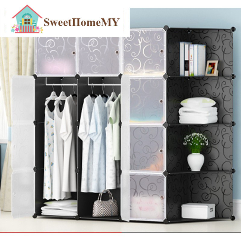 Ready Stock~12 Cube DIY Cabinet with Corners Almari Wardrobe Storage ...