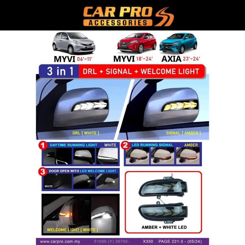 Perodua Myvi Axia Dragon Scale Side Mirror Smoke Led With Signal ...