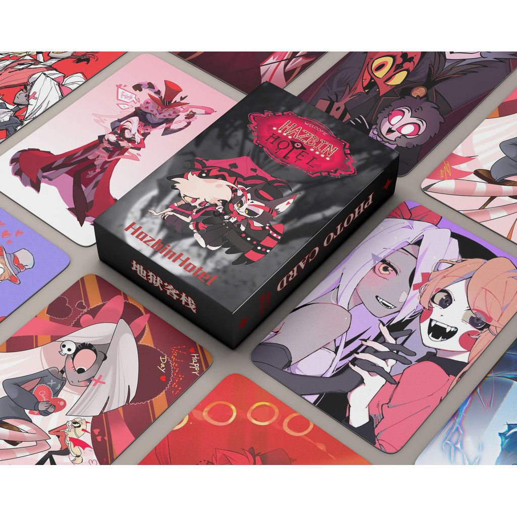 50-55pcs Manga Manhwa Laser Holographic Lomo Cards Hazbin Hotel ...