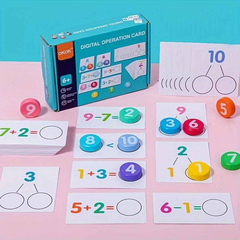 Wooden Math Counting Board Matching Addition Subtraction Operation ...
