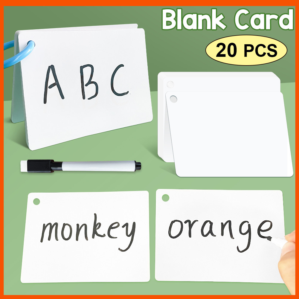 20 pcs Reusable Dry Erase Blank Cards Portable Double-Sided Erasable ...