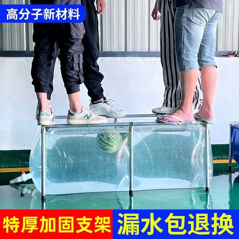 Thick Transparent Canvas Fish Pond with Bracket Soft Glass Household ...