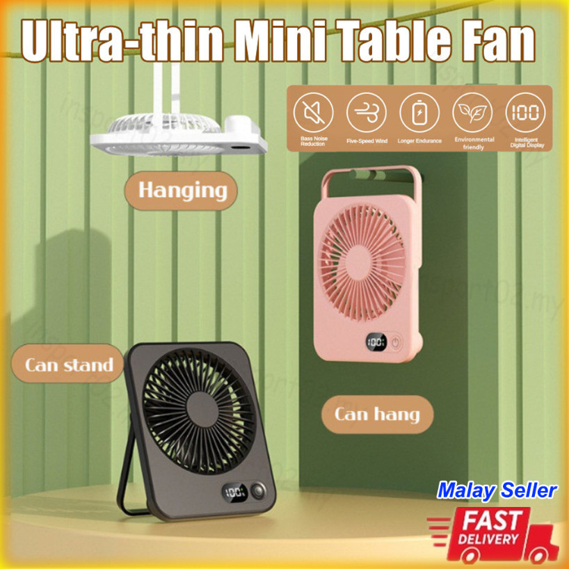 4000mAh Ultra-thin Mini Table Fan 5 Gears Portable USB Folding Desk Fan ...