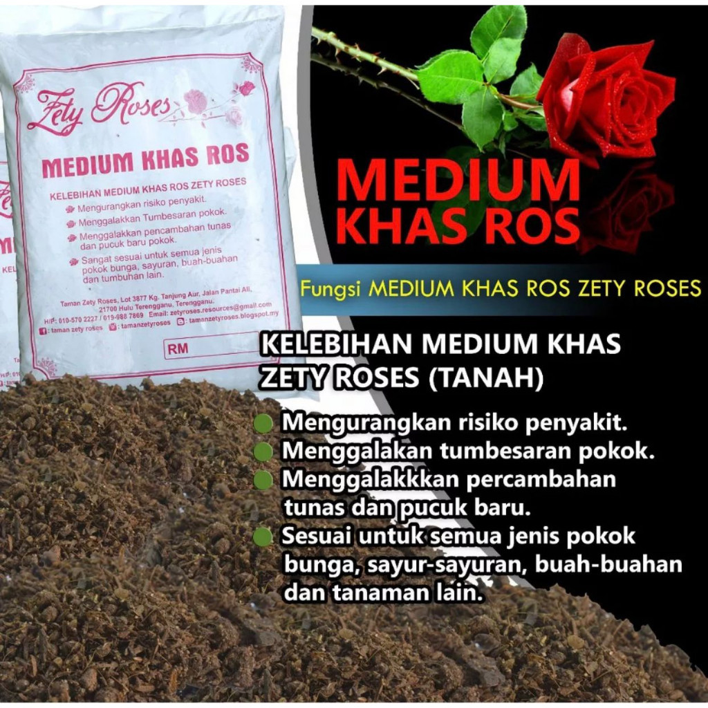 1 BAG Medium Khas Ros Zety Roses ## 9 KG ## ( Tanah Ros Suitable for ...