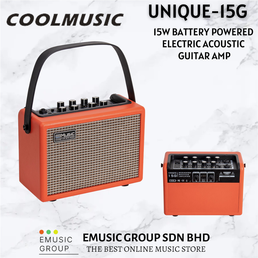 Cool Music 15-Watt Battery Powered Electric Acoustic Guitar Amplifier ...
