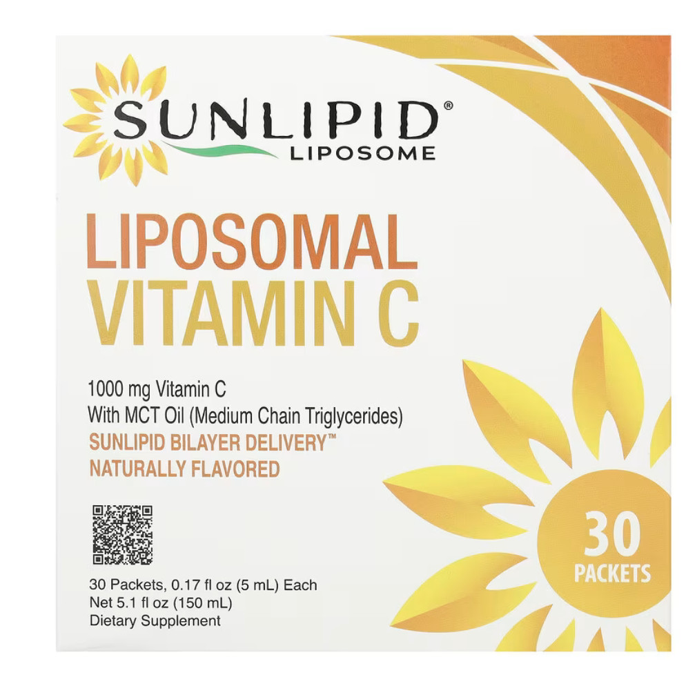 SunLipid, Liposomal Vitamin C 1000mg, Sodium Ascorbate, Naturally Flavored, 30 Packets, 0.17 oz ...