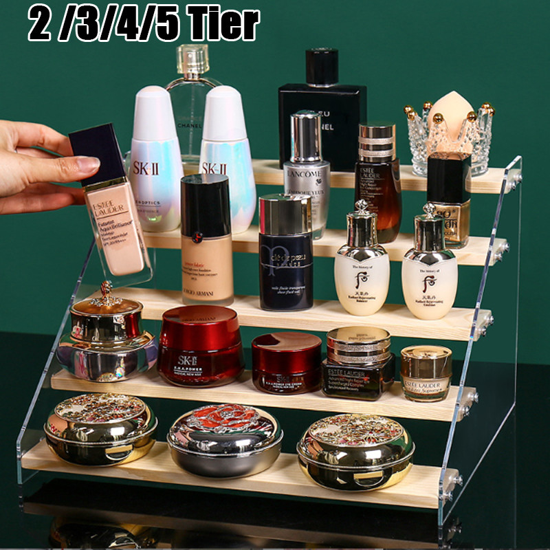 2-5 Step Tier Wood Acrylic Display Stand Wooden Display Riser Shelf ...