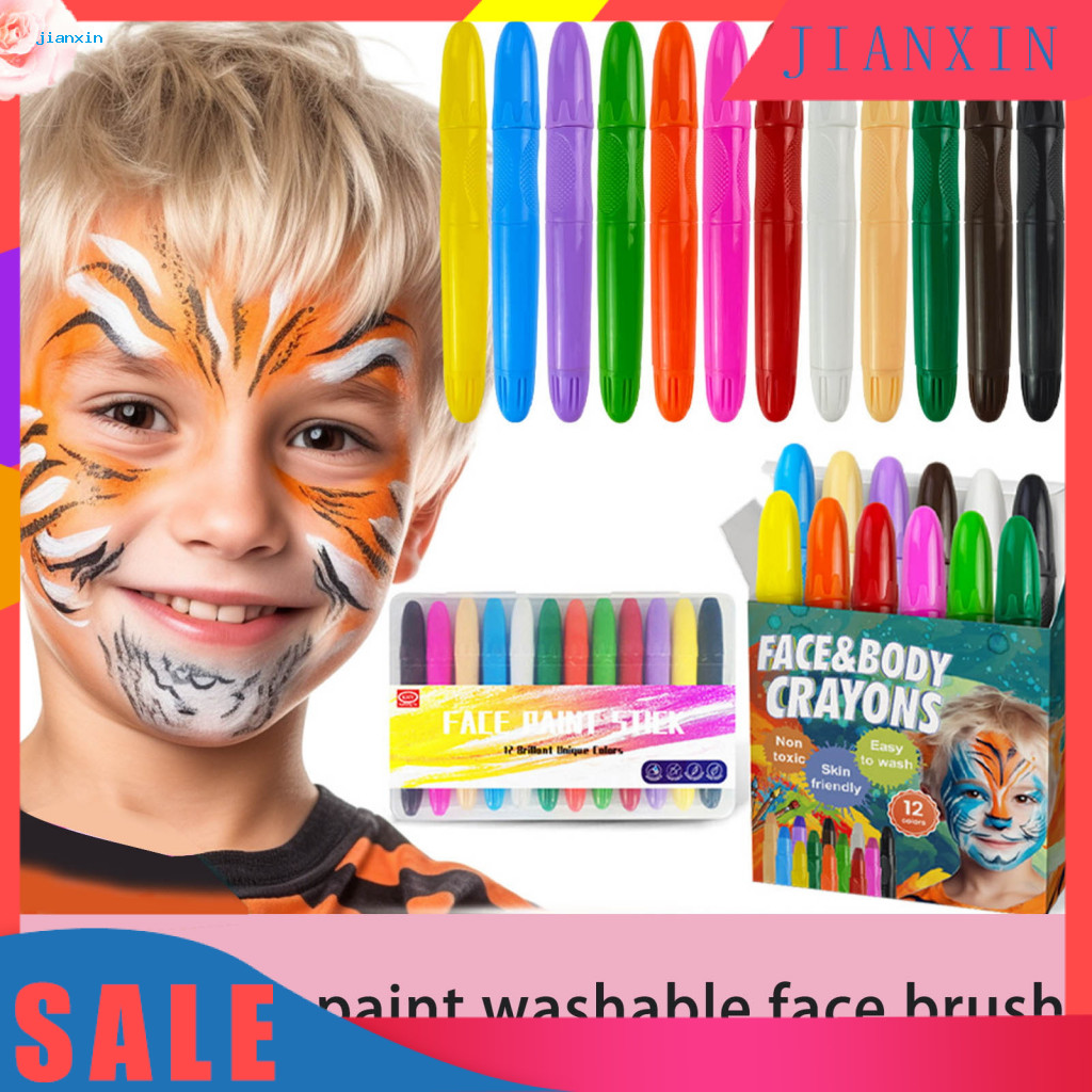 Cleanest Face and Body Paints Face Sticks Crayons 12 Color Water-based ...